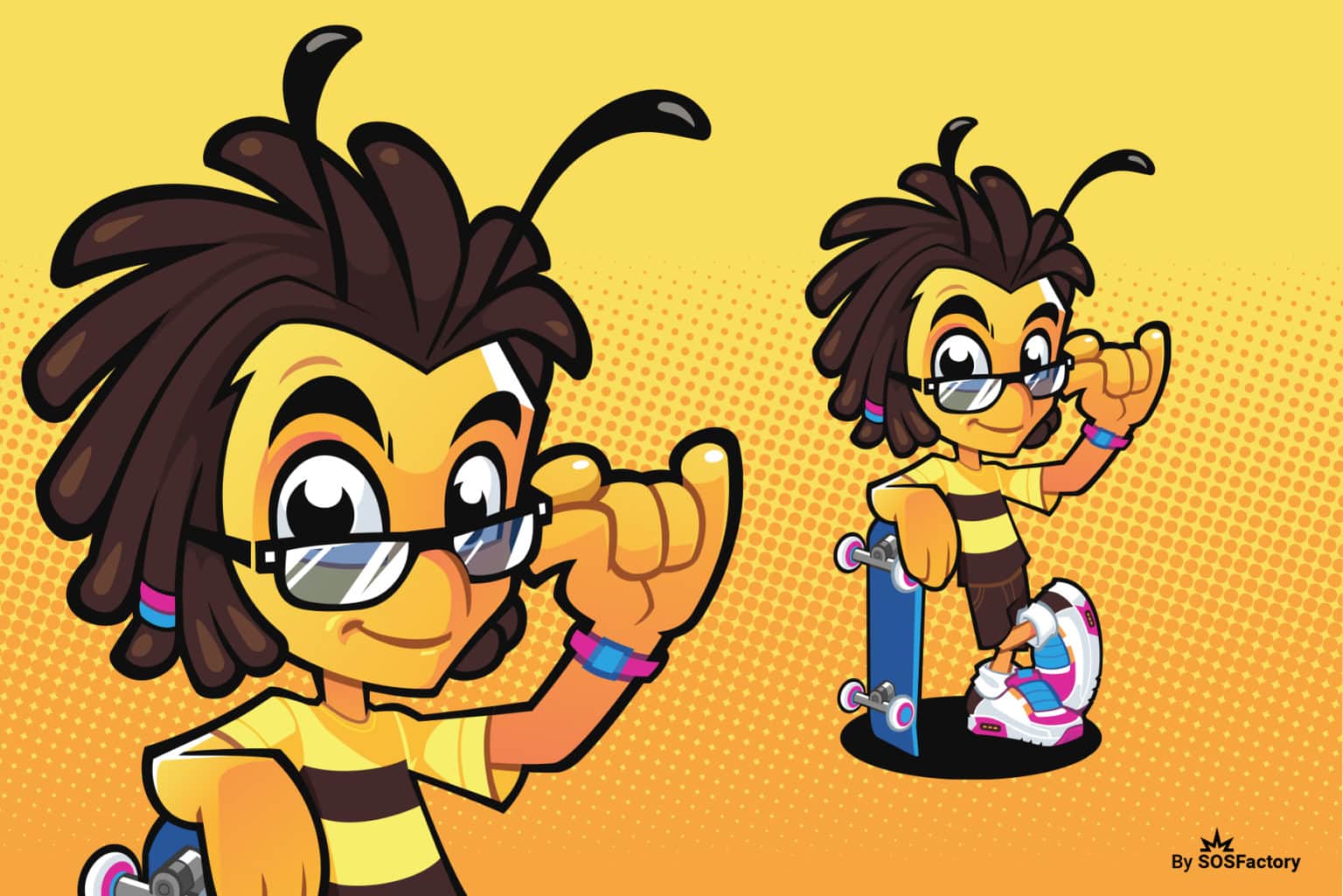 Bee Mascot Logo Template » SOSFactory