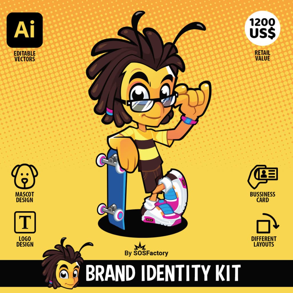 Bee Mascot Logo Template » SOSFactory